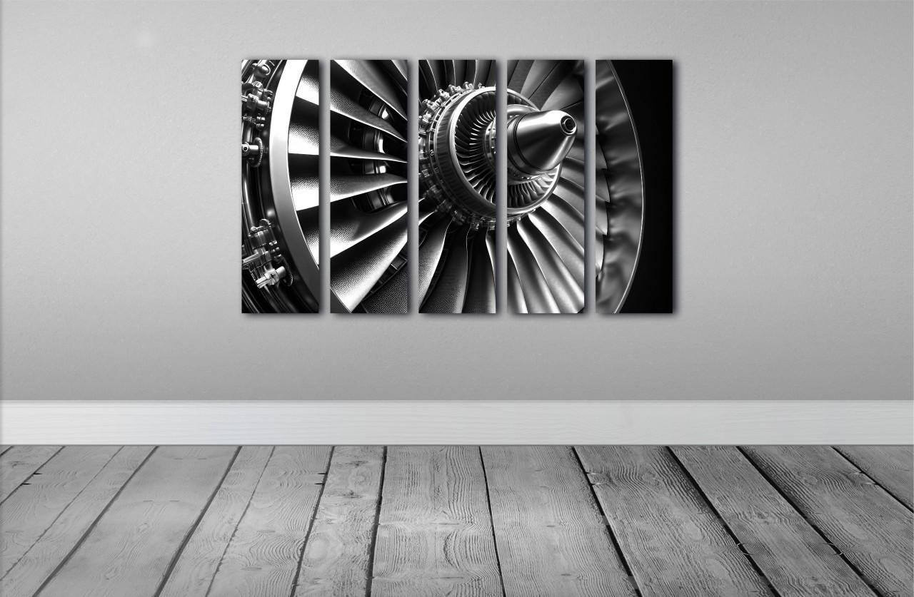 Jet Engine Wall Art Print | Industrial Picture on Canvas - Aviation ...