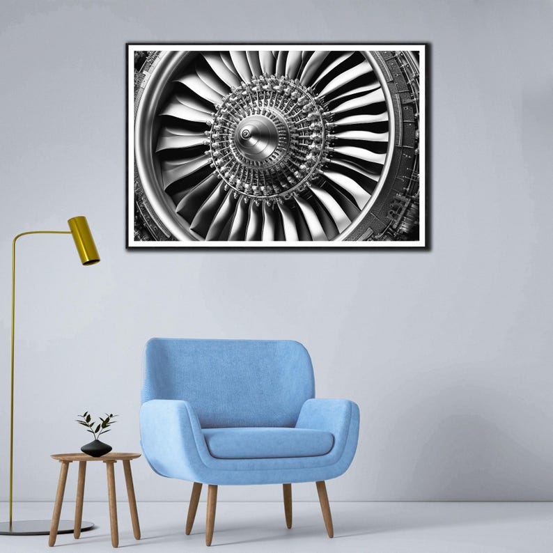 Jet Engine Turbine Digital Art Print File, Airplane Engine Printable ...