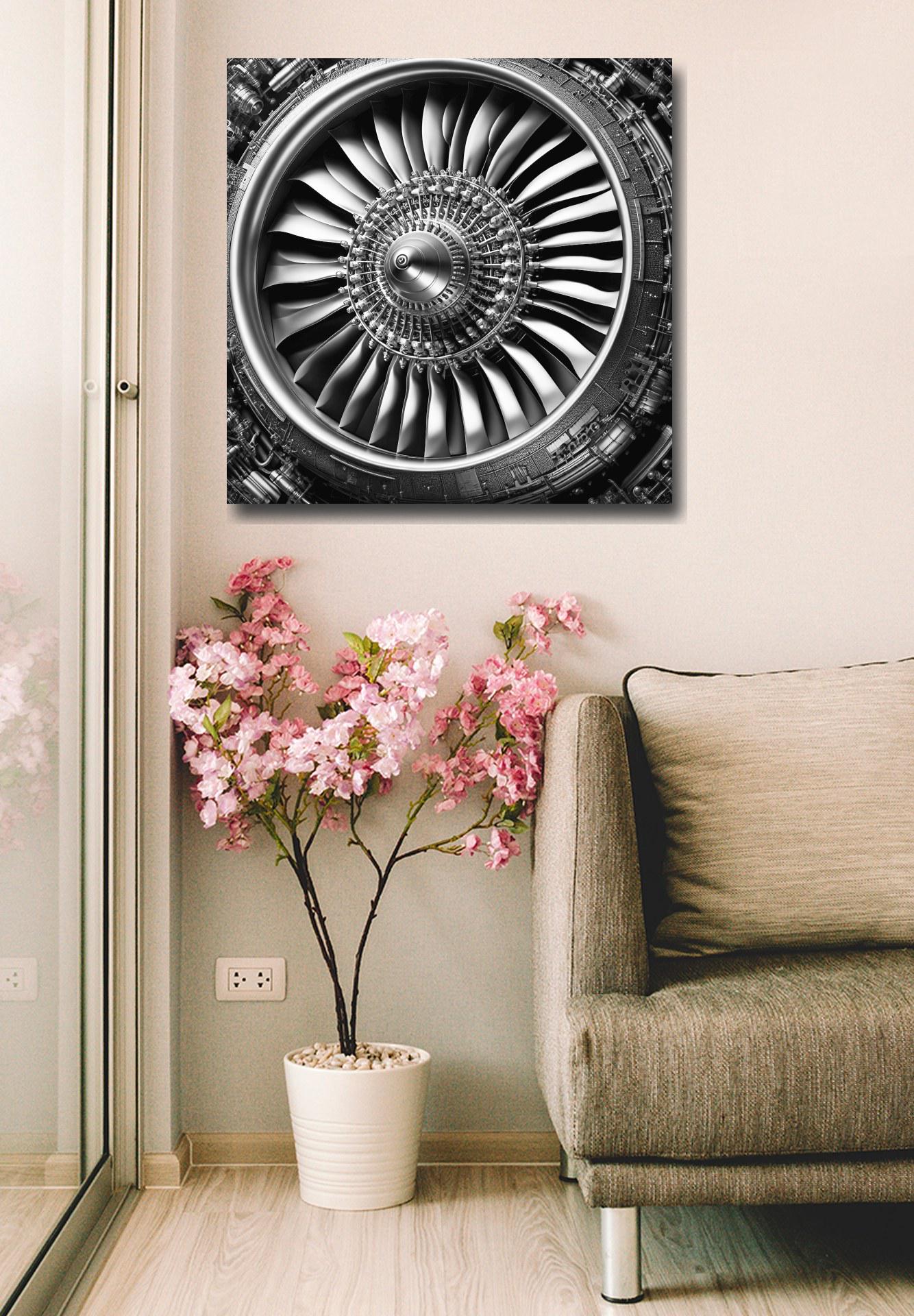 Jet Engine Turbine Digital Art Print File, Airplane Engine Printable ...