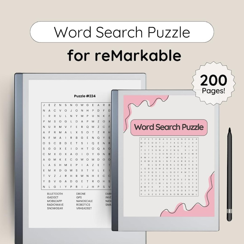 Word Search Puzzle Compatible With Remarkable Paper Pro, Template for ...