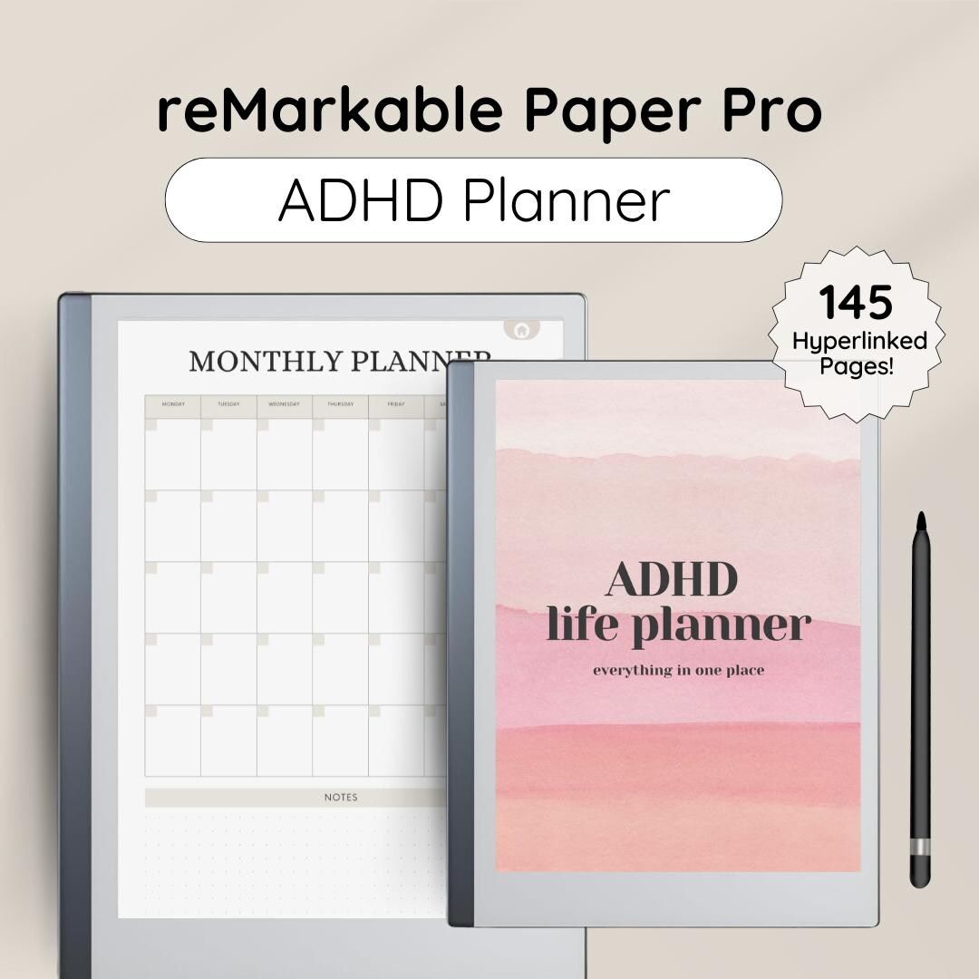 Remarkable Paper Pro ADHD Planner, Remarkable Paper Pro Templates ...