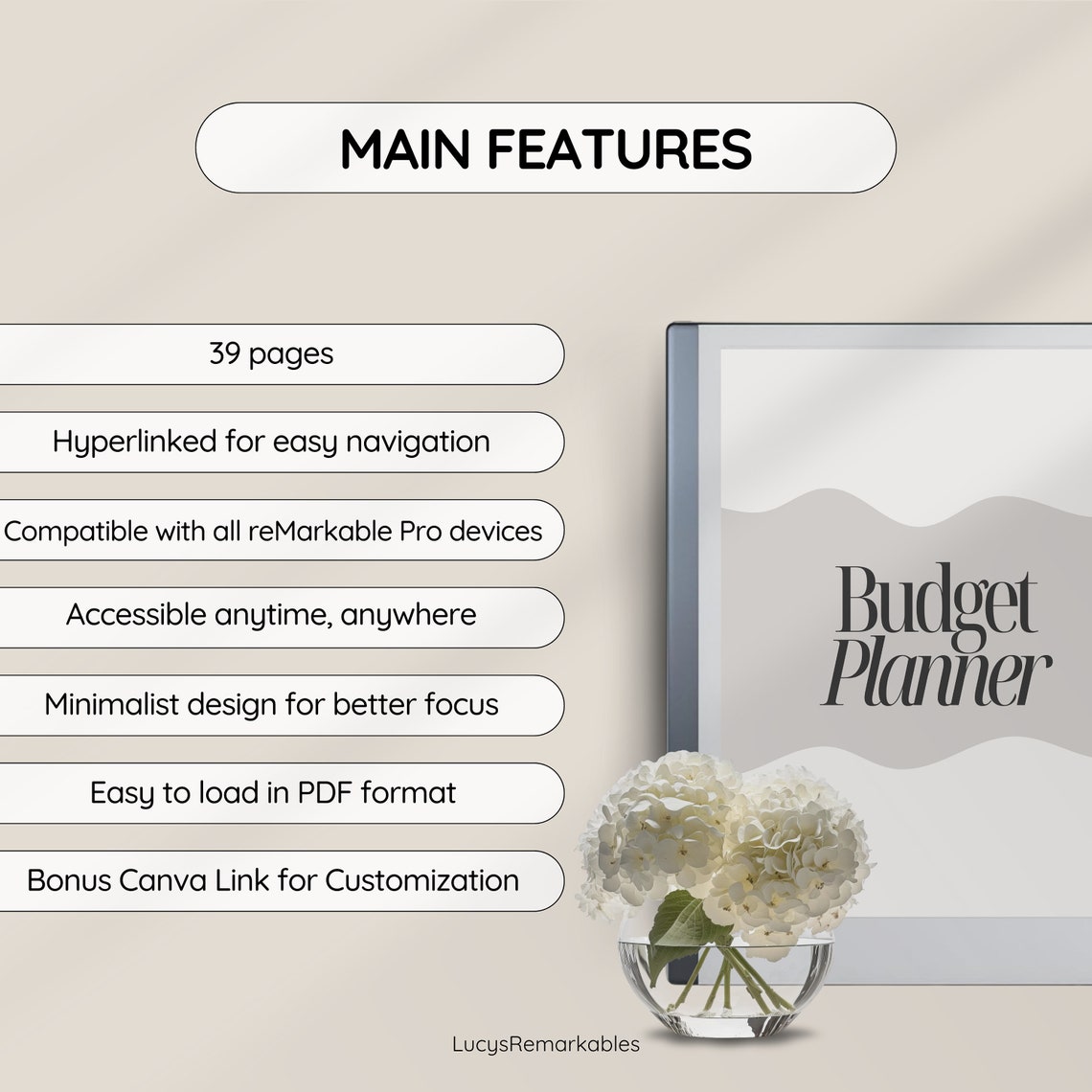 Remarkable 2 Budget Planner, Remarkable 2 Templates, Remarkable 2 to Do ...