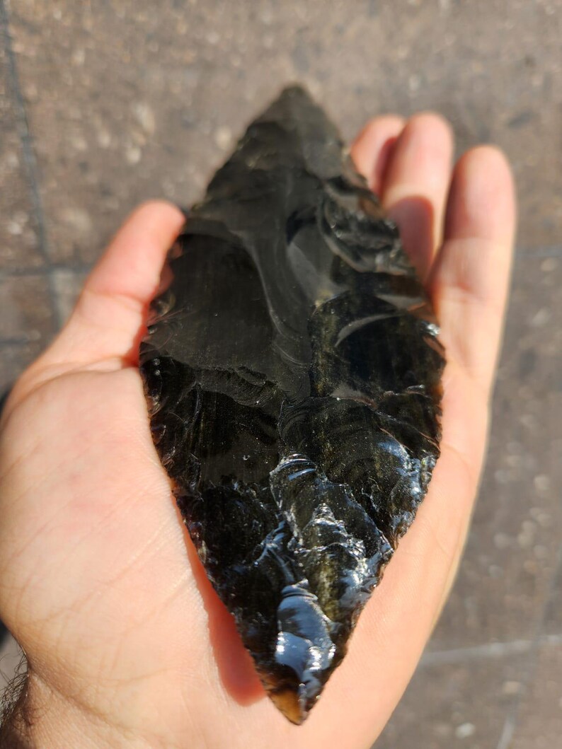 19cm Pre Columbian Obsidian Sacrifical Stone Knife Blade Aztec Maya ...