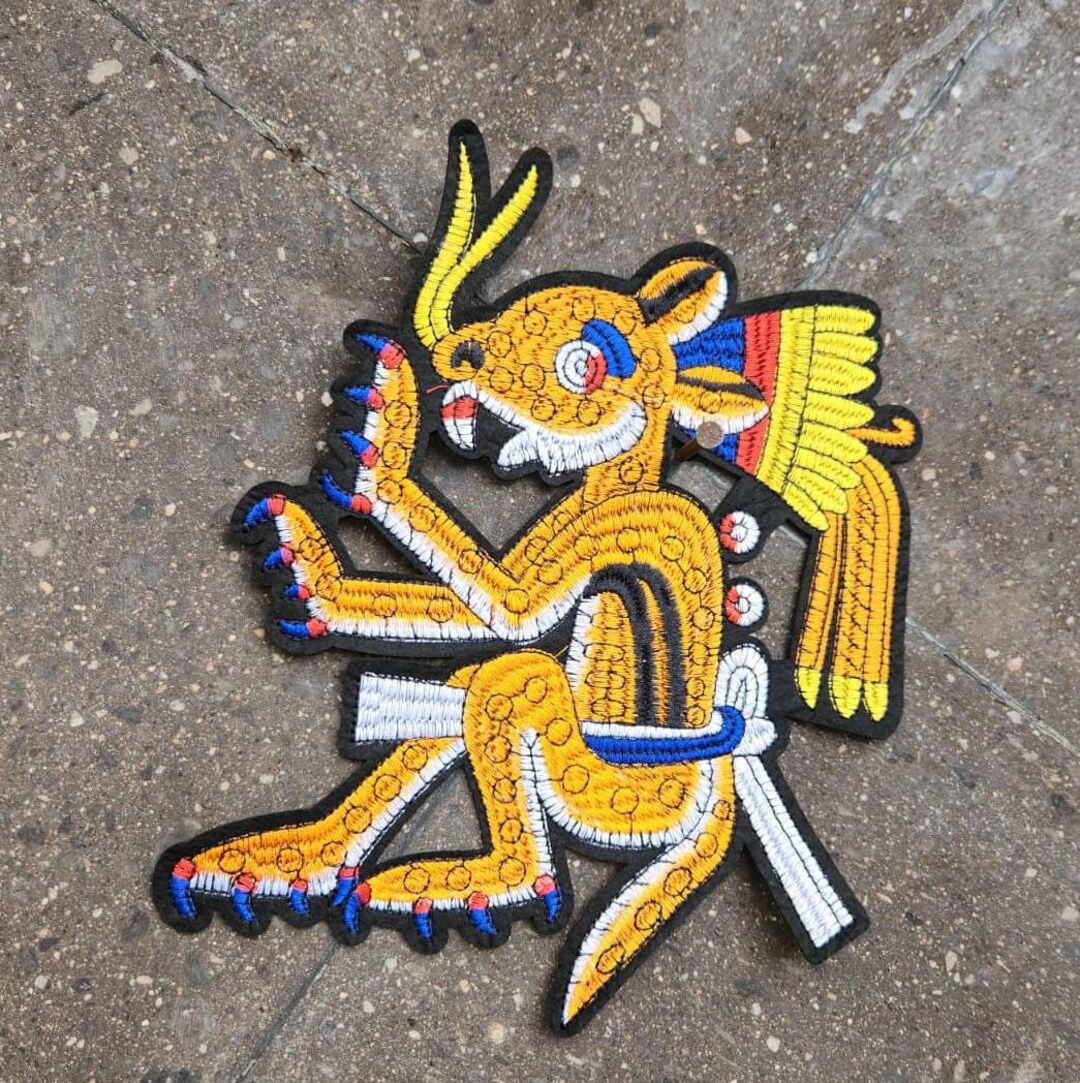 Pre Columbian Jaguar Ocelotl Patch Mexican Aztec Maya Codex Style - Etsy