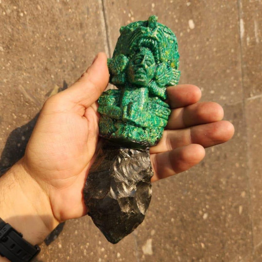 16cm Pre Columbian Obsidian Stone Blade Knife - Mexican Aztec Maya ...