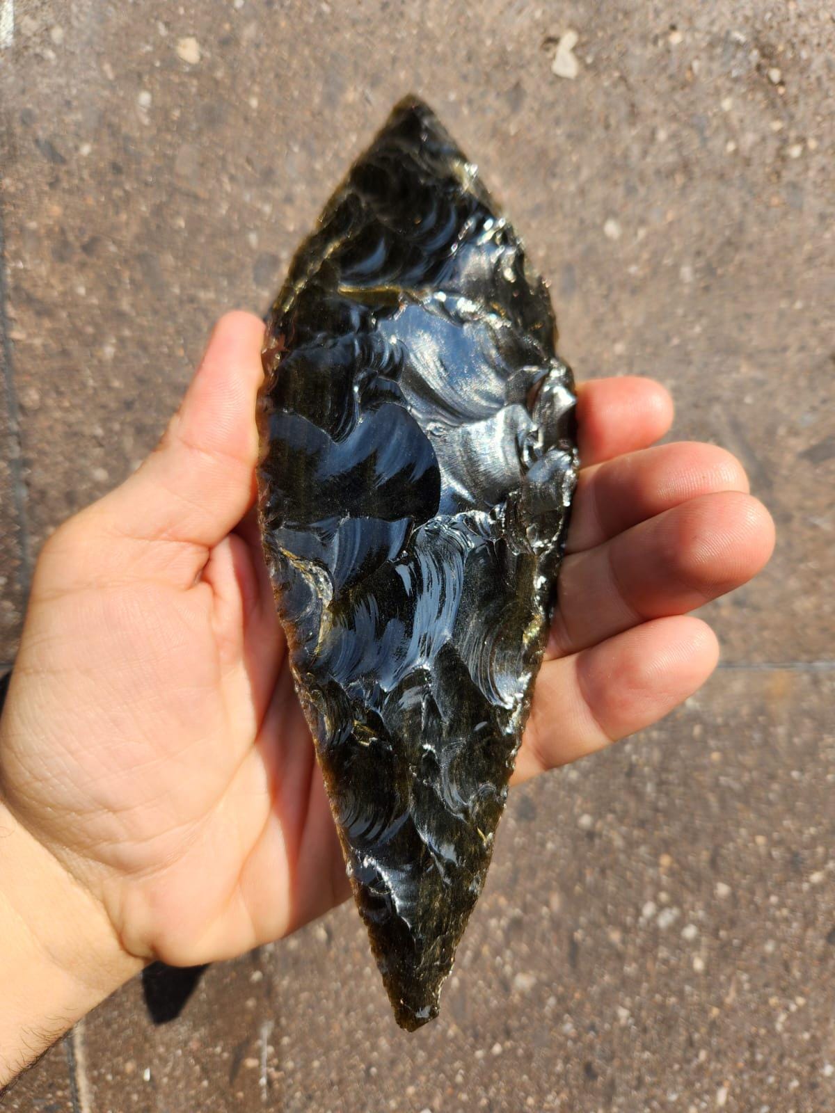 19cm Pre Columbian Obsidian Sacrifical Stone Knife Blade Aztec Maya ...