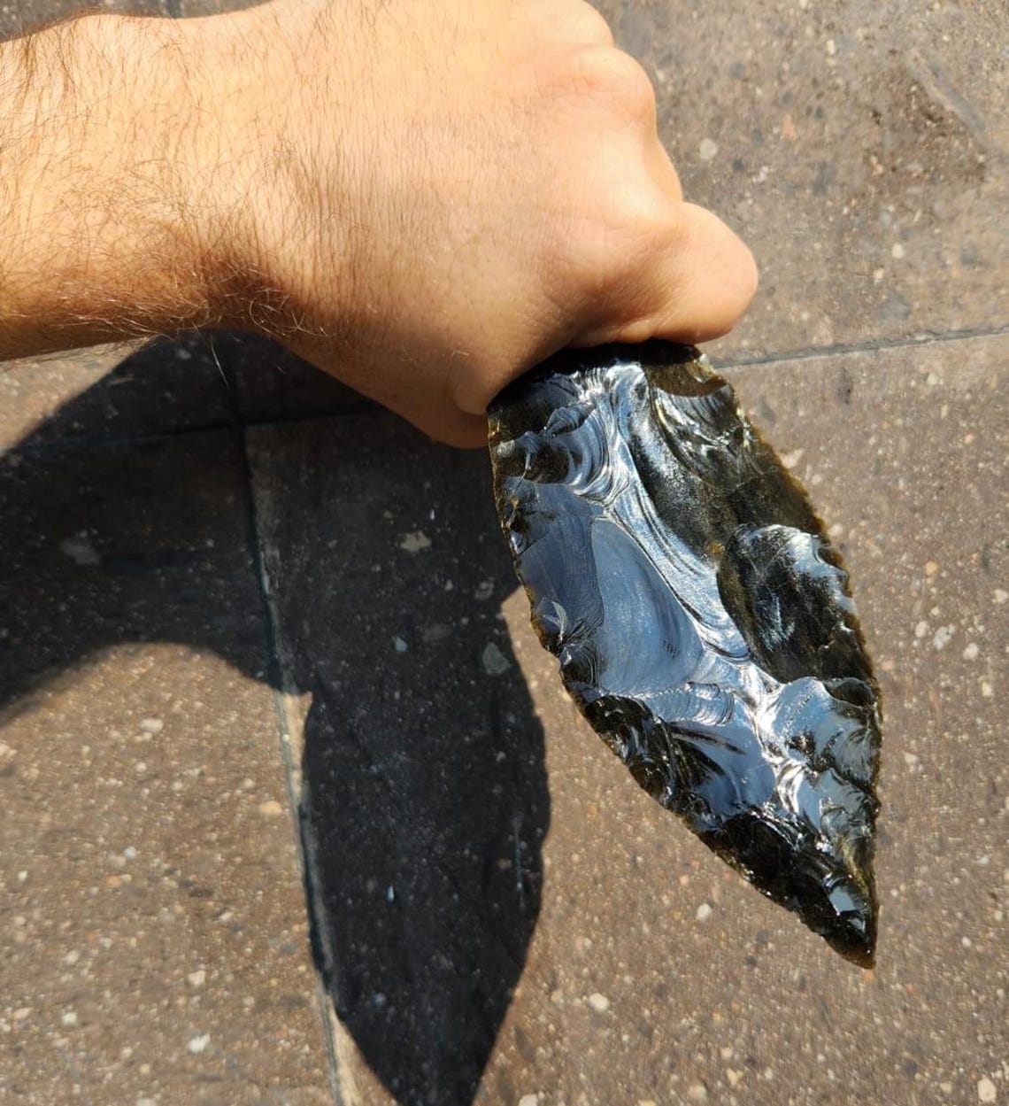 19cm Pre Columbian Obsidian Sacrifical Stone Knife Blade Aztec Maya ...