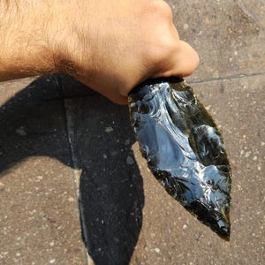 19cm Pre Columbian Obsidian Sacrifical Stone Knife Blade Aztec Maya ...