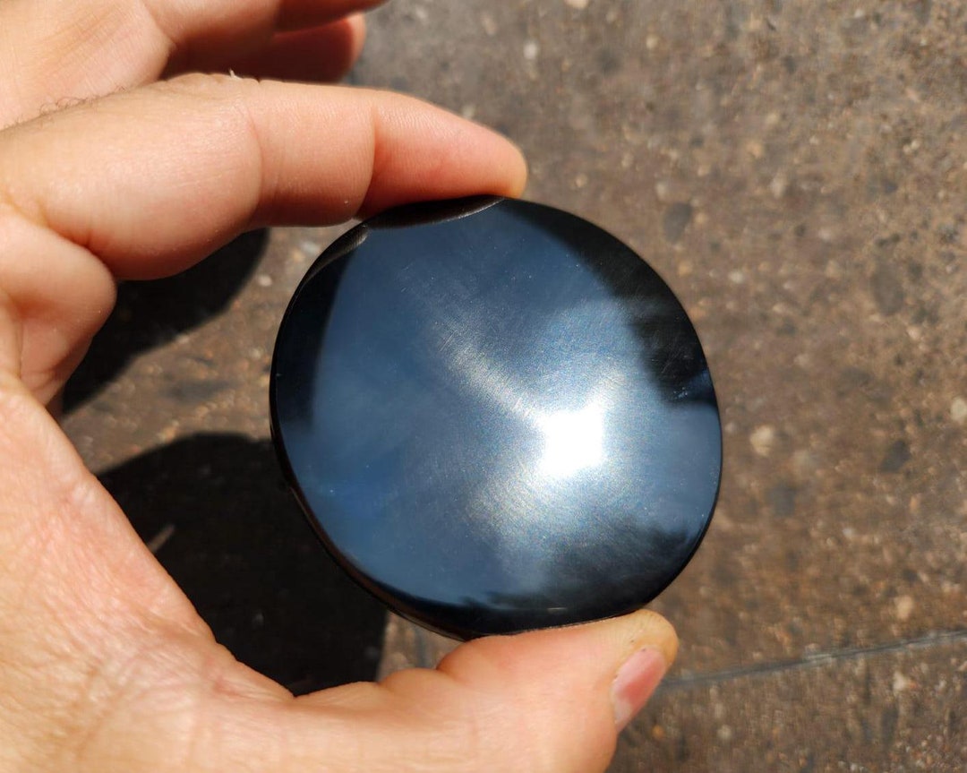 6cm Obsidian Mirror Disc Stone From Mexico - Etsy