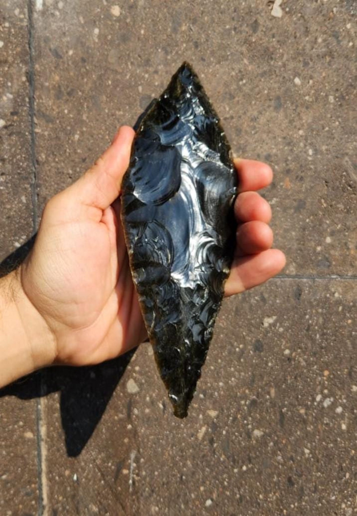 19cm Pre Columbian Obsidian Sacrifical Stone Knife Blade Aztec Maya ...