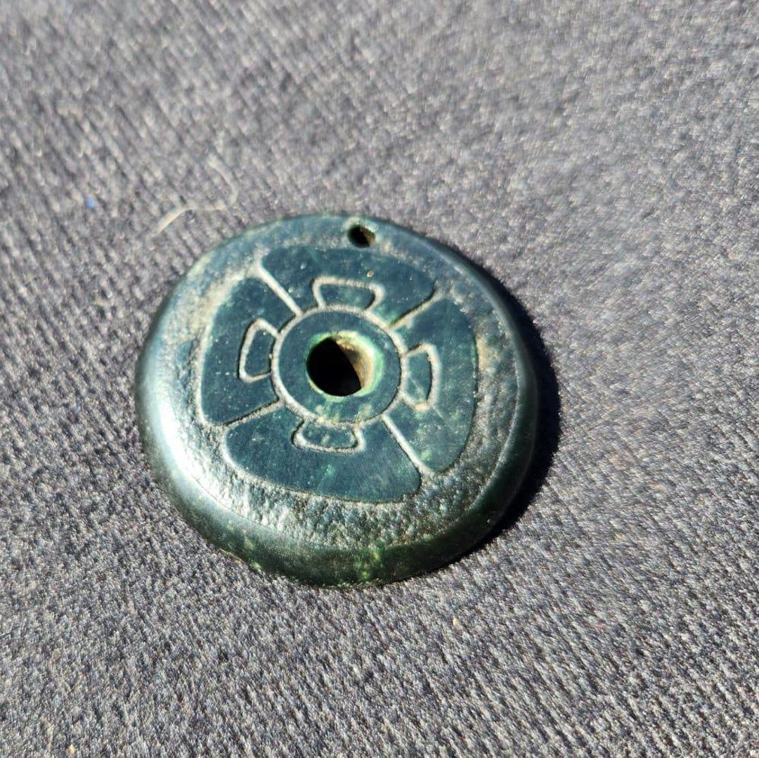 Pre Columbian Aztec Flower Glyph Jade Collar Pendant Xochitl From ...