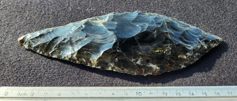 19cm Pre Columbian Obsidian Sacrifical Stone Knife Blade Aztec Maya ...