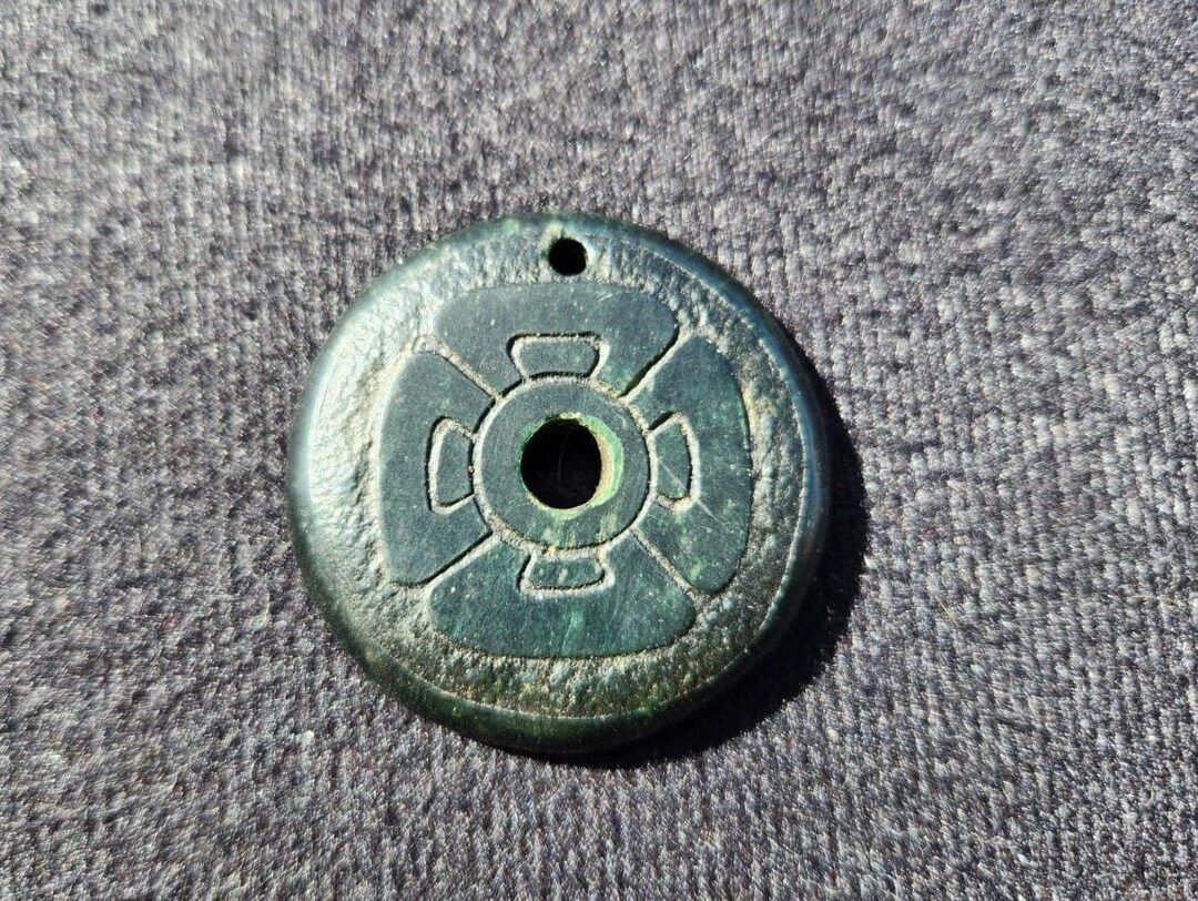 Pre Columbian Aztec Flower Glyph Jade Collar Pendant Xochitl From ...