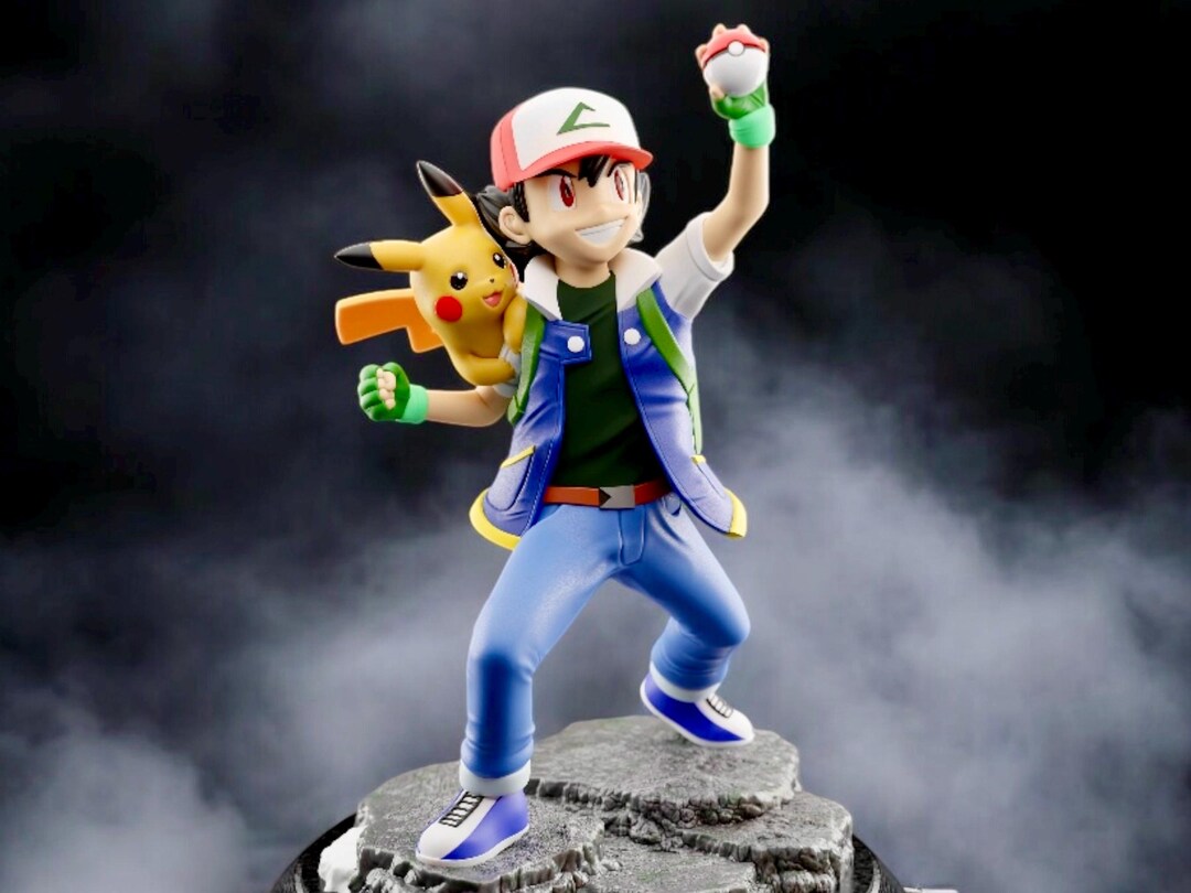 Ash and Pikachu Resin 3D Figure Pokemon Collectible Figurine Pikachu ...