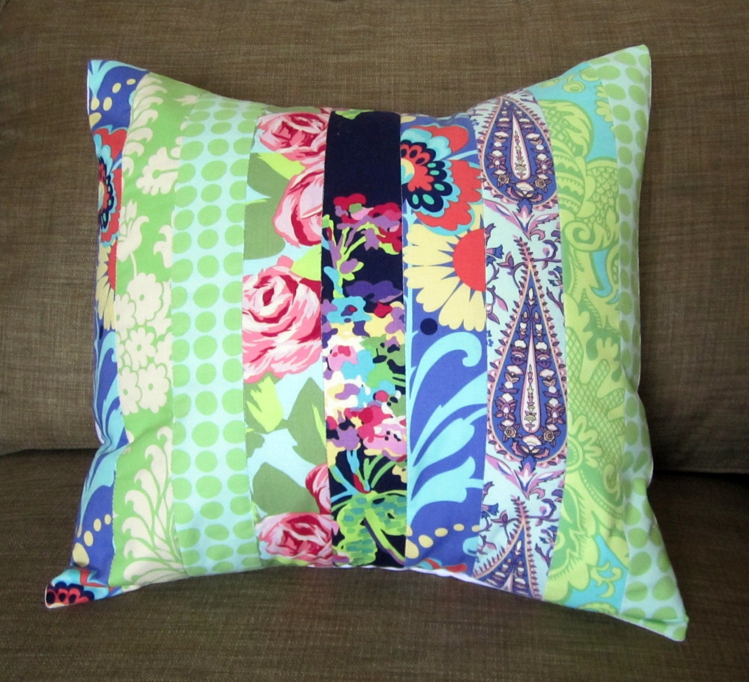 Amy Butler Love Patchwork Quilted Pillow 18 Inch - Etsy