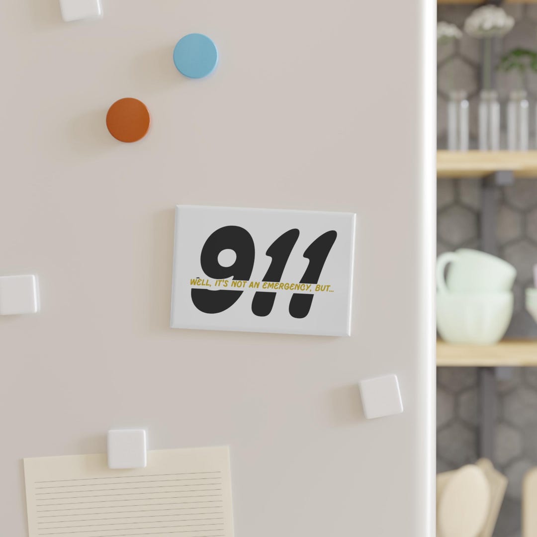 911 Dispatcher Funny Button Magnet, Thin Gold Line Humor Rectangle ...