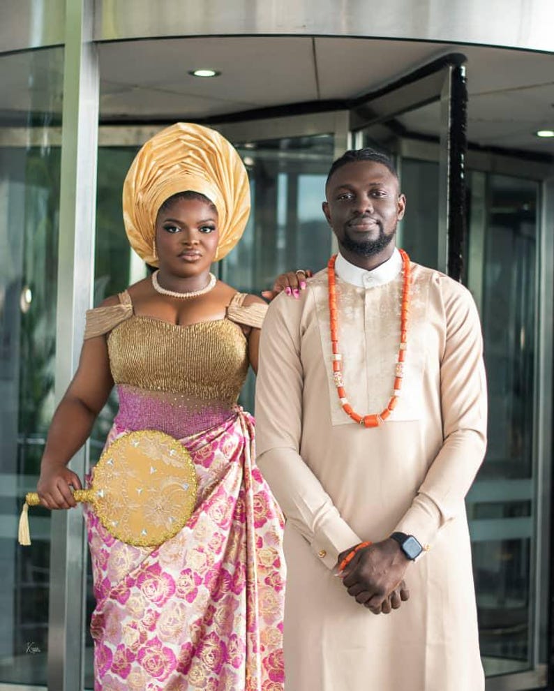 Traditional Wedding African Couple Engagement Outfit,corset Gown,agbada ...