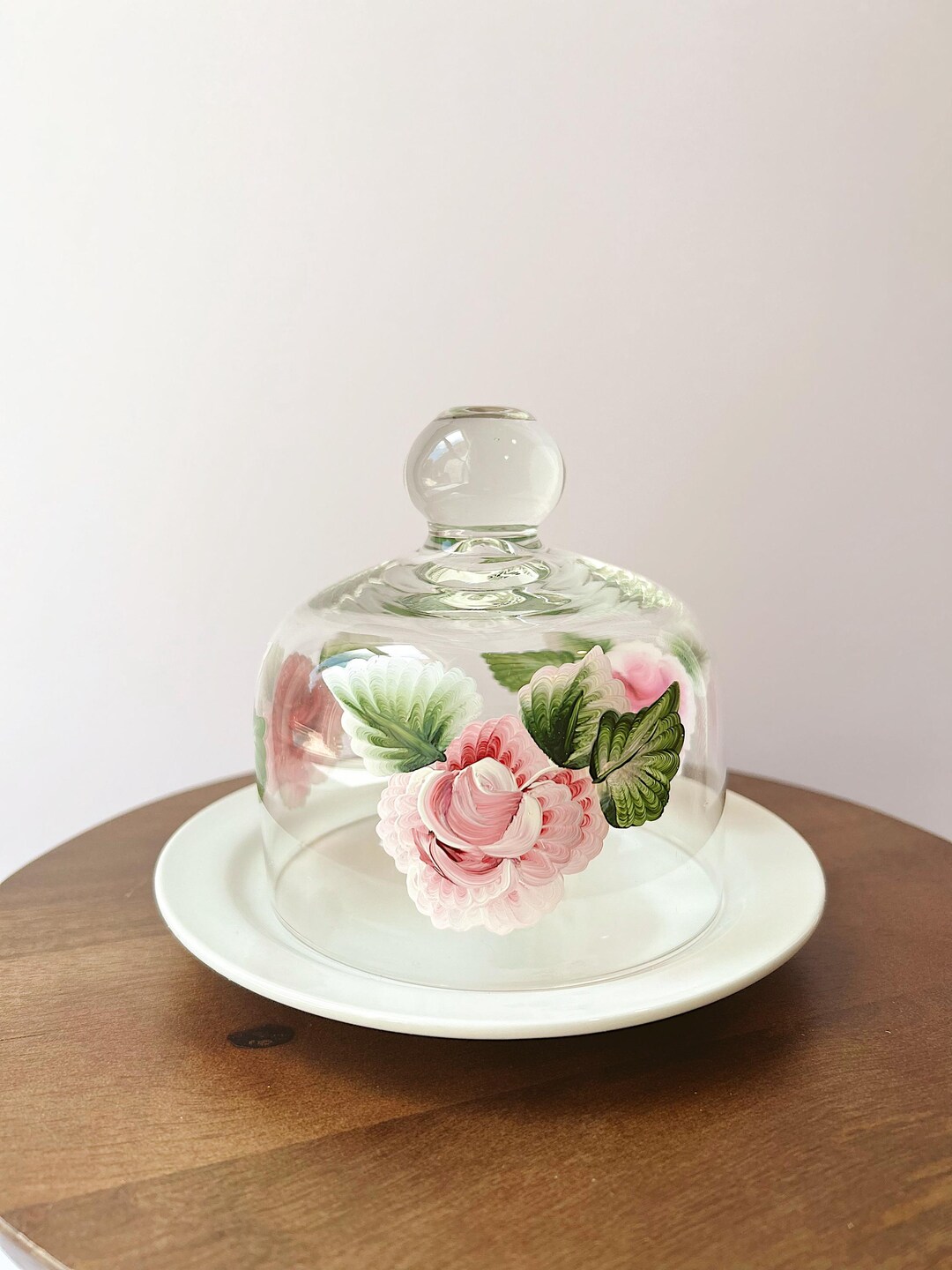 Hand Painted Cloche Dome Dessert/cheese Plate and Cover - Signed - Etsy