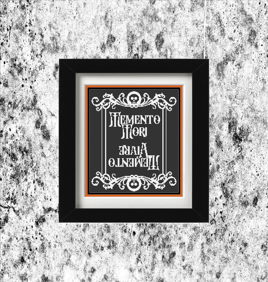 Memento Mori Memento Vivere Skull Flourish Frame Cross Stitch Pattern ...