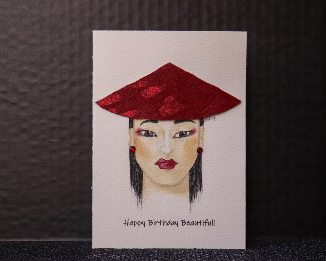 Vintage Japanese Women Art- Birthday Card - Cultural Art - 3D - Unique ...