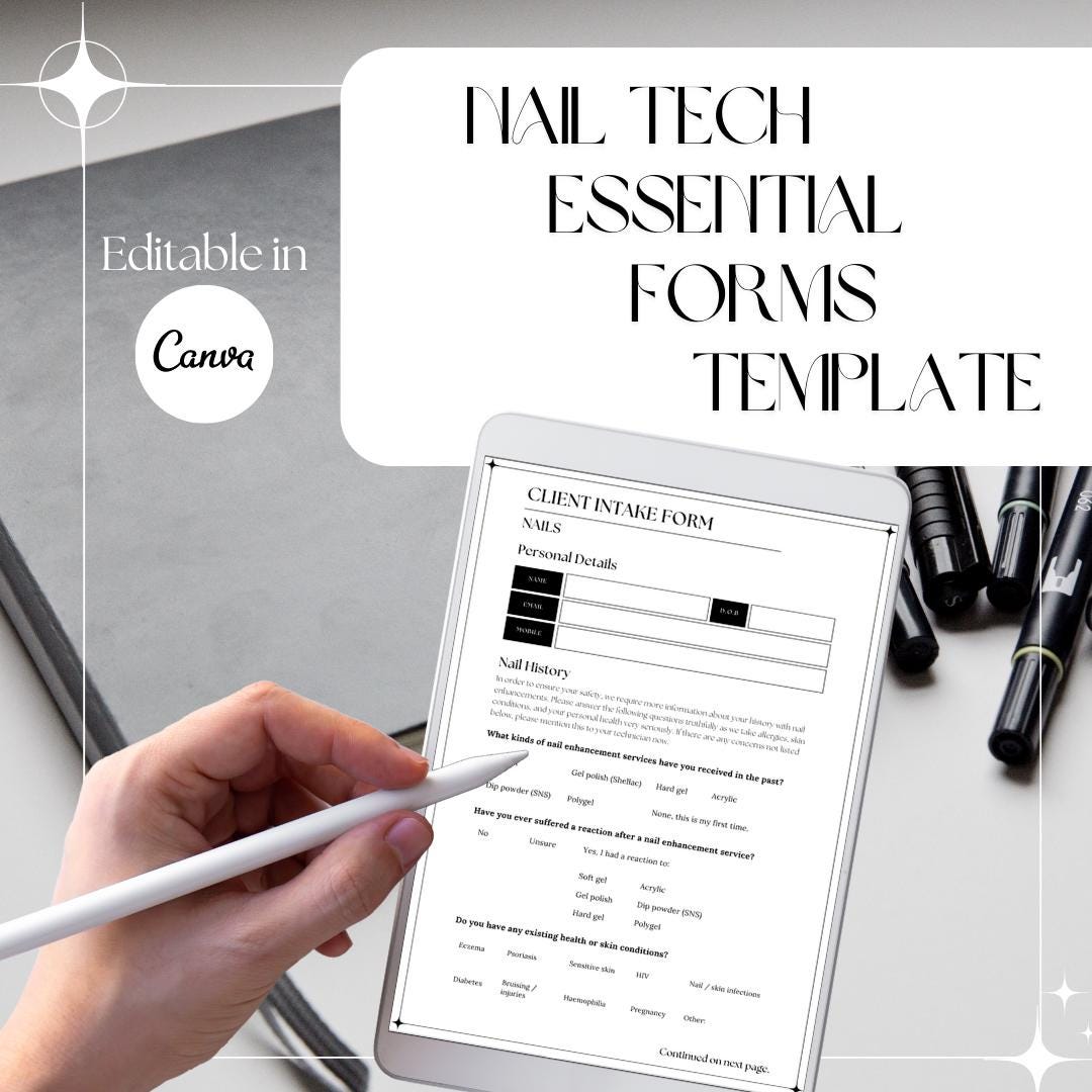 Minimalistic Black and White Nail Technician Client Intake Consultation ...