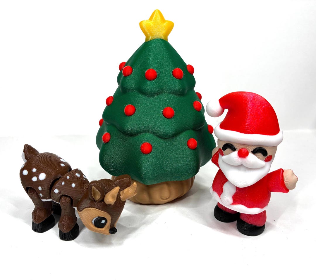 Christmas Diorama Set (santa, Secret Tree Container, & Deer/reindeer ...