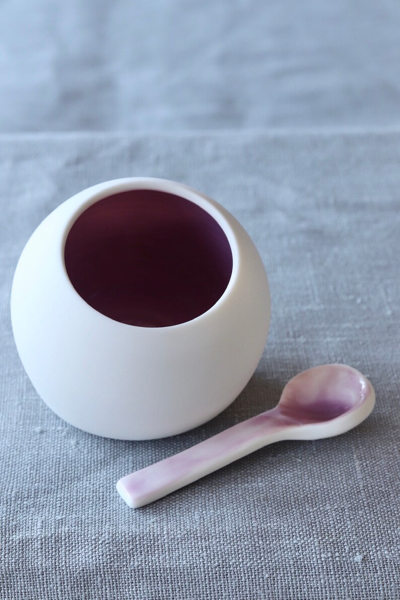 Handmade Porcelain Salt Pig with Ceramic Spoon | Etsy