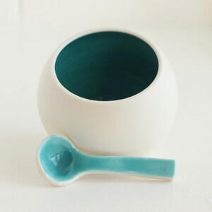 Handmade Porcelain Salt Pig With Ceramic Spoon - Etsy