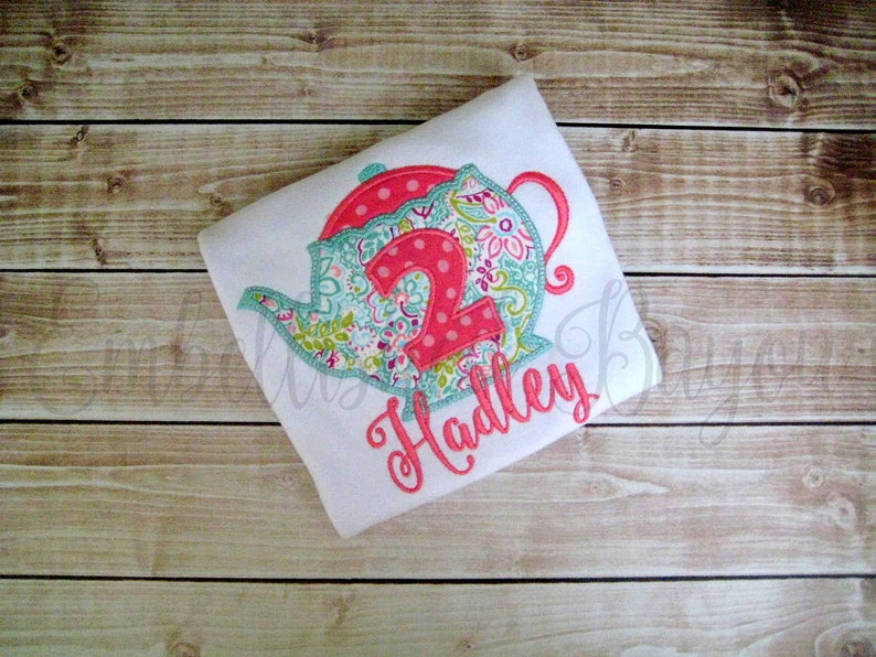 Personalized Teapot With Birthday Number Applique Ruffle | Etsy