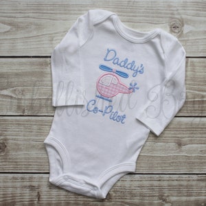 Daddy's Co-pilot Bodysuit or T-shirt With Helicopter Applique for Girls ...