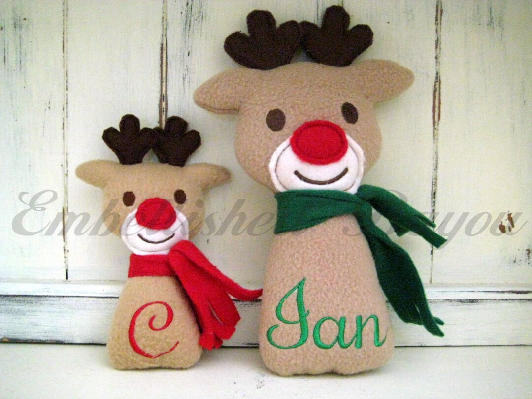 Personalized Stuffed Rudolph Reindeer Toy Soft and Plush for Baby or ...