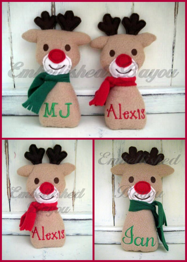 Personalized Stuffed Rudolph Reindeer Toy Soft and Plush for Baby or ...