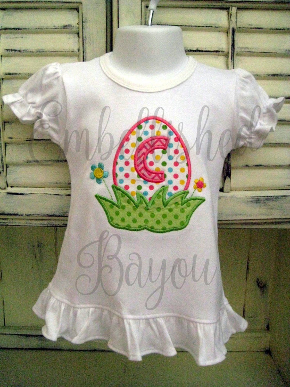 Easter Egg With Initial Applique Ruffle T-shirt or Bodysuit - Etsy