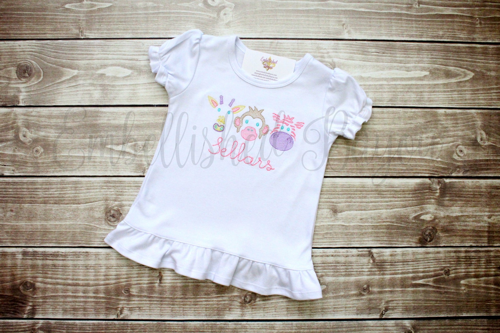 Zoo Animals With Name Embroidered Ruffle T-shirt Tank Top or | Etsy