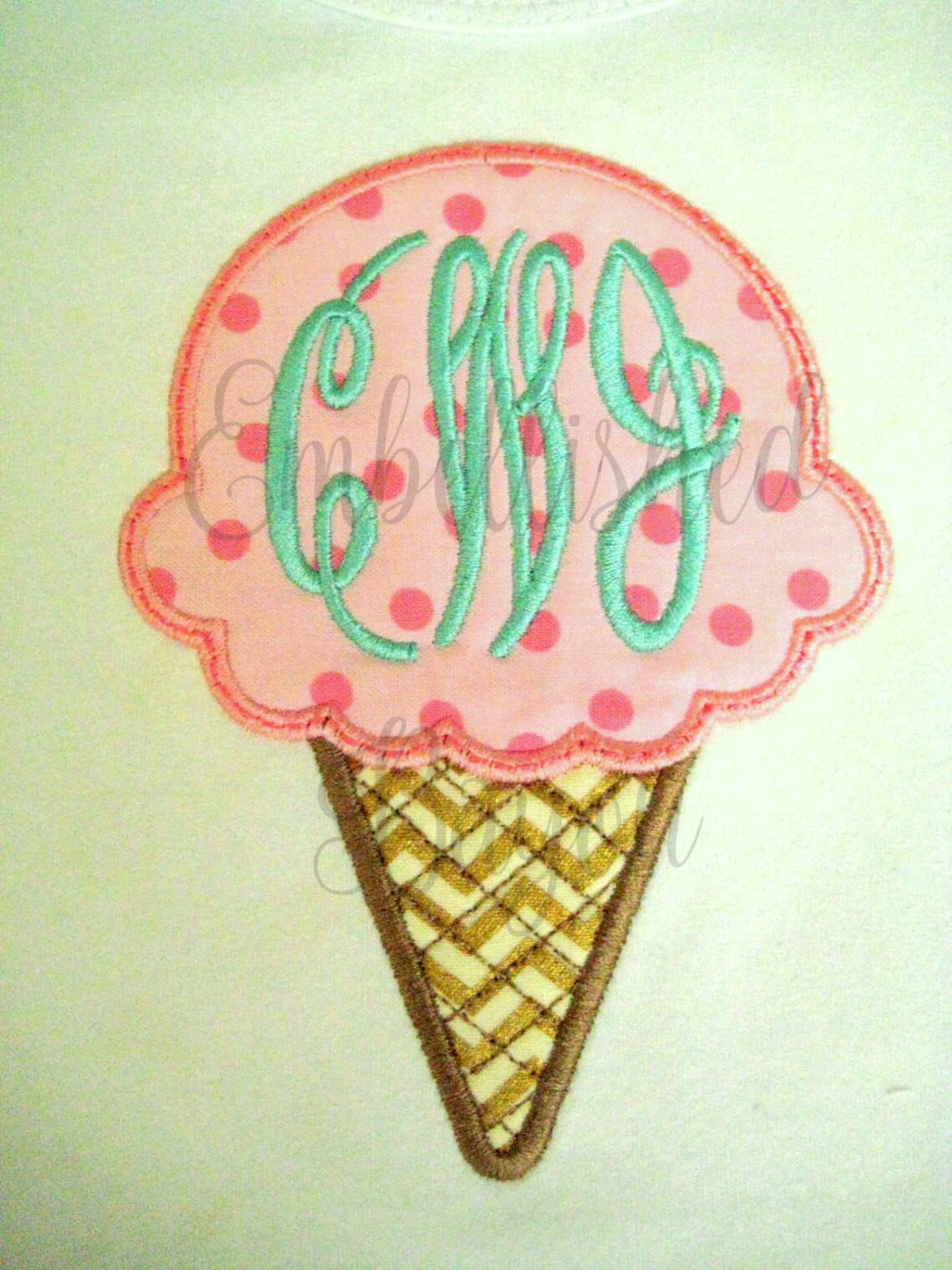 Ice Cream Cone With Monogram Appliqued Ruffle T-shirt for Girls - Etsy