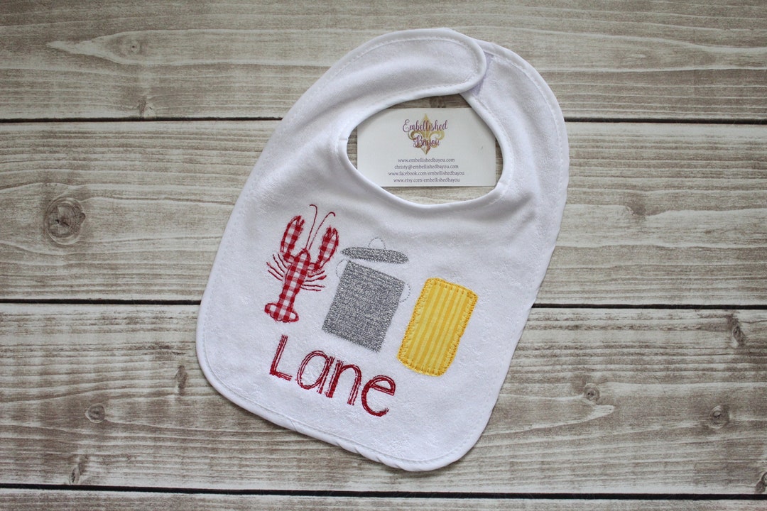 Personalized Crawfish Boil Applique Bib for Baby or Toddler, Crawfish ...