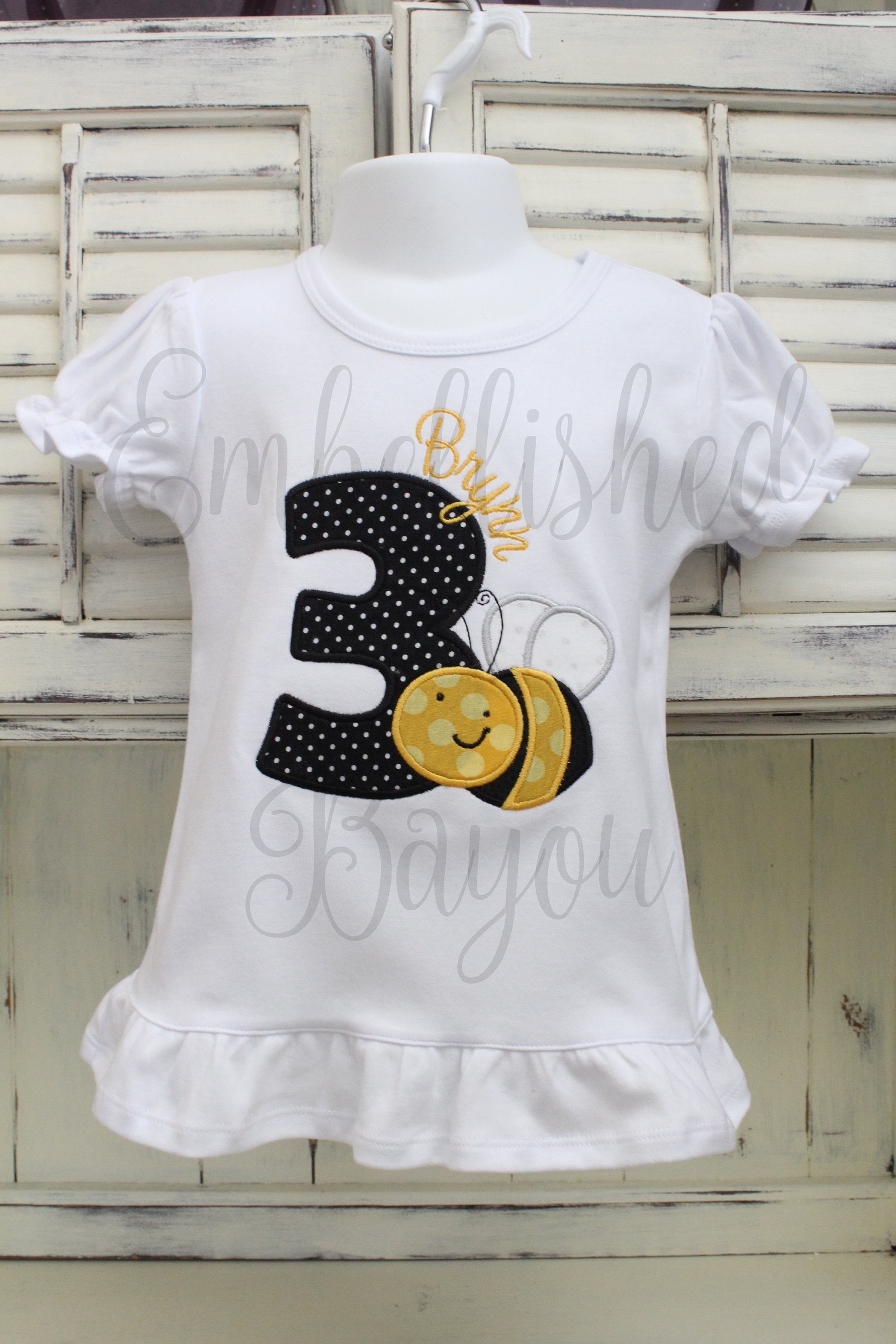 Bumble Bee Number Applique Personalized Birthday Ruffle | Etsy