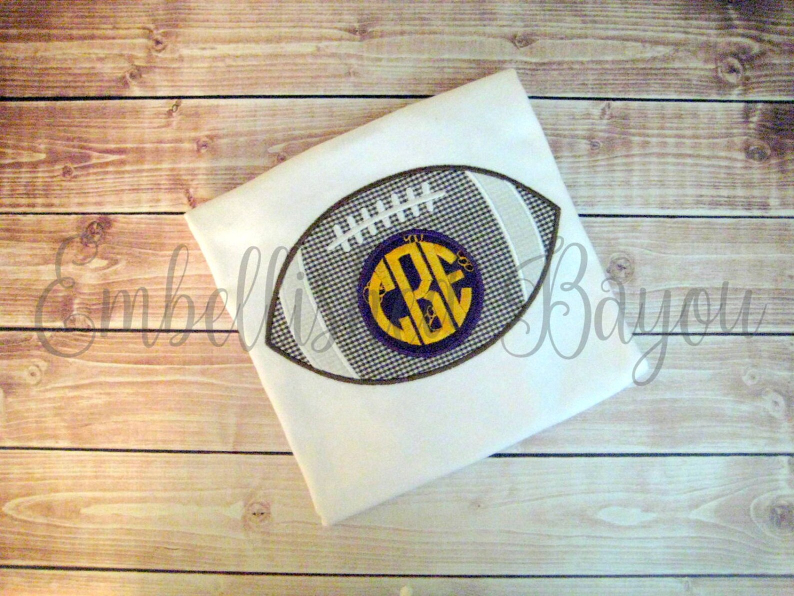 Football With Monogram Personalized Appliqued T-shirt for Boys, LSU or ...