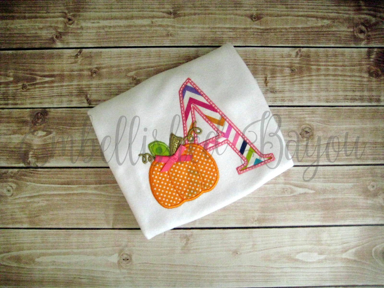 Fall Pumpkin With Initial Appliqued Ruffle T-shirt for Girls - Etsy