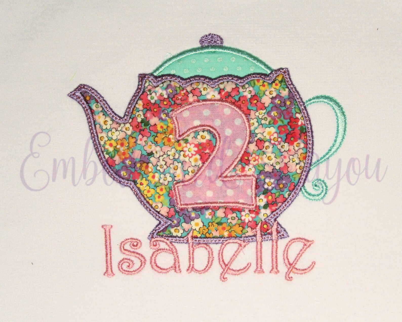 Personalized Teapot With Birthday Number Applique Ruffle - Etsy