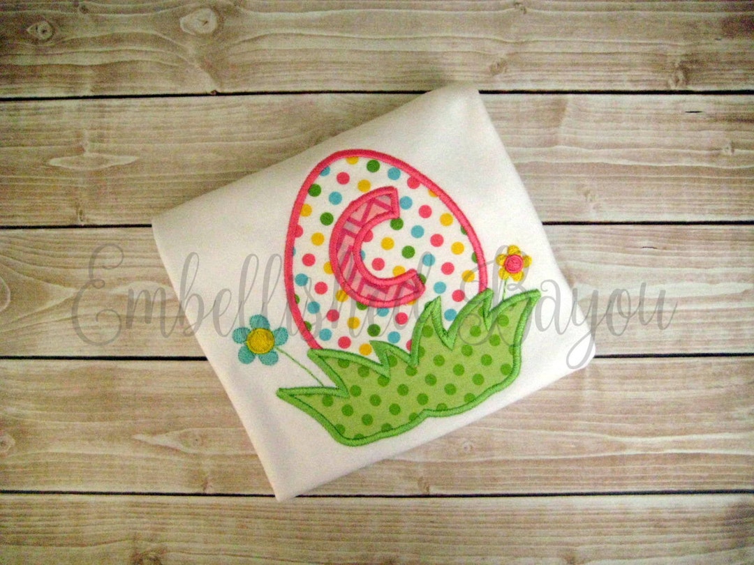 Easter Egg With Initial Applique Ruffle T-shirt or Bodysuit for Girls ...