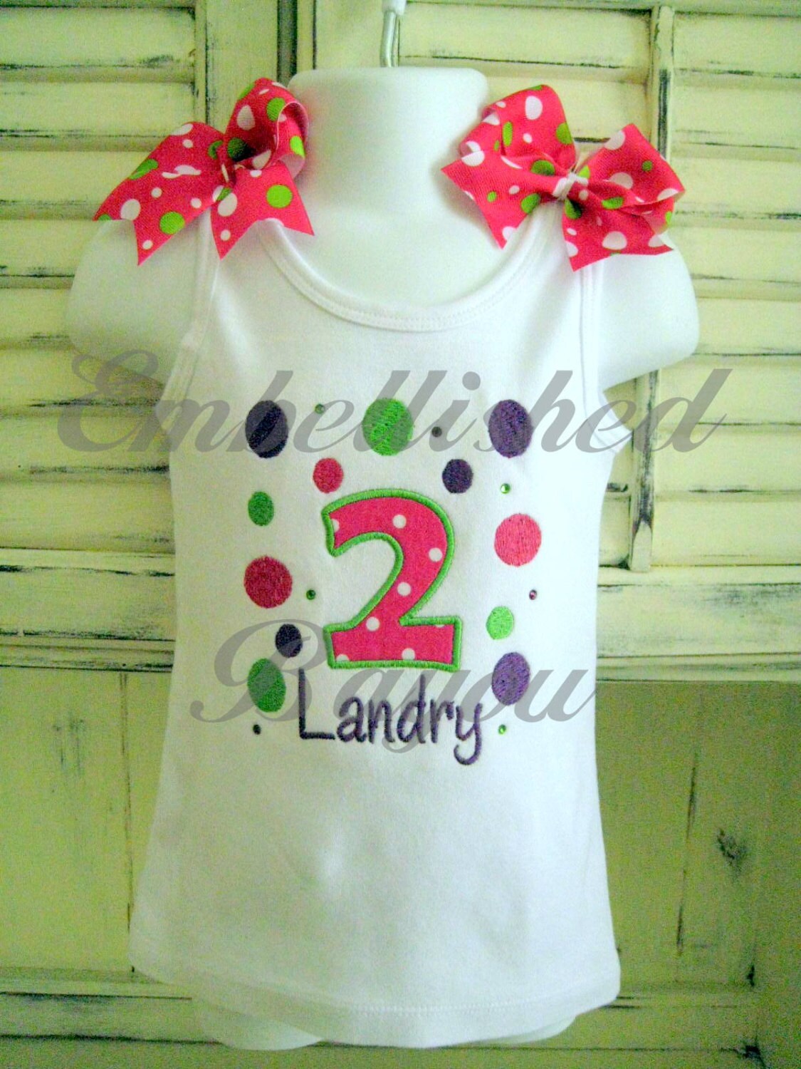 Personalized Polka Dot Applique Birthday Number Tank Top or - Etsy