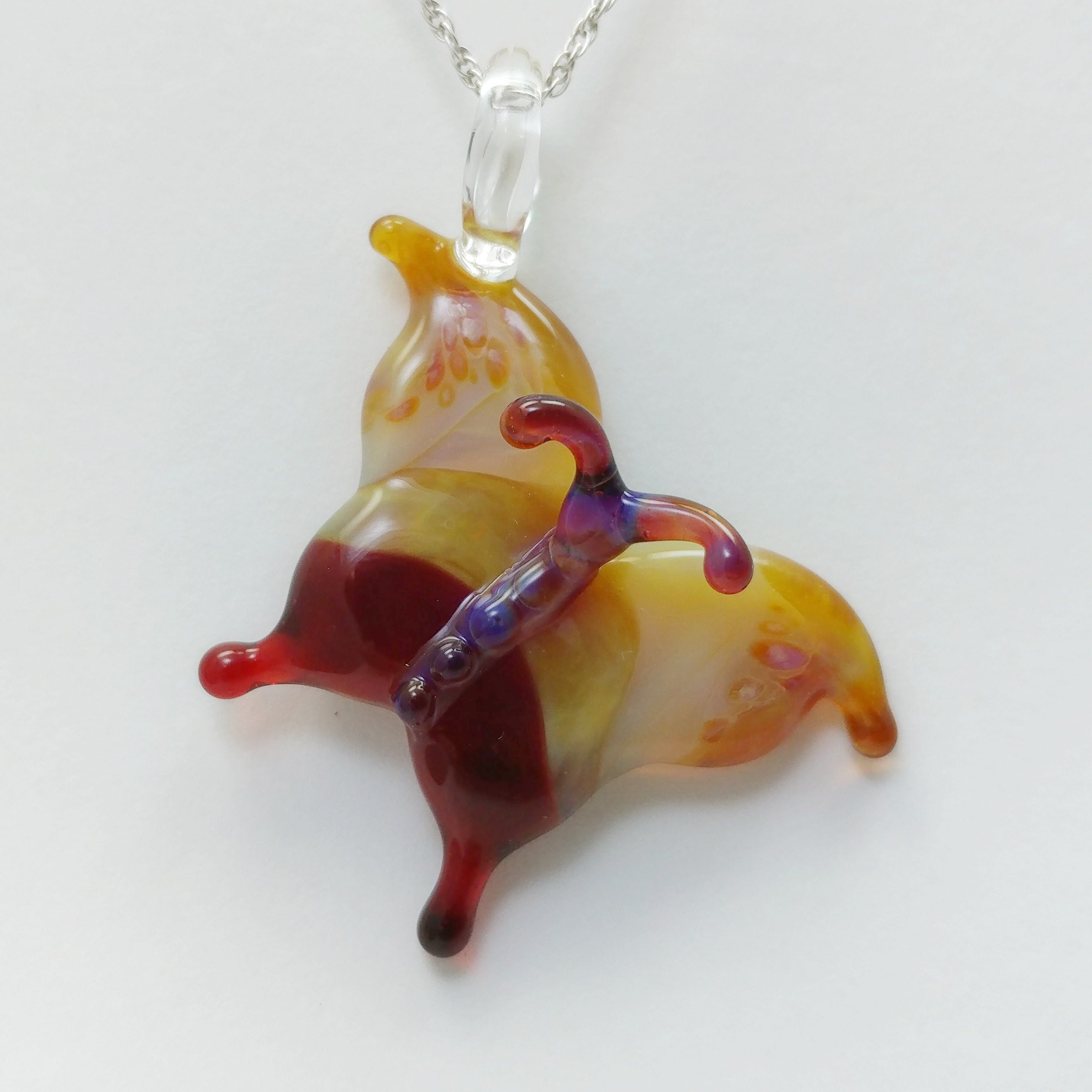 Yellow and Red Butterfly Pendant - Etsy