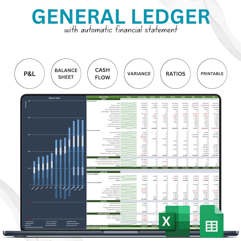 Bookkeeping Template Accounting General Ledger With Financial ...