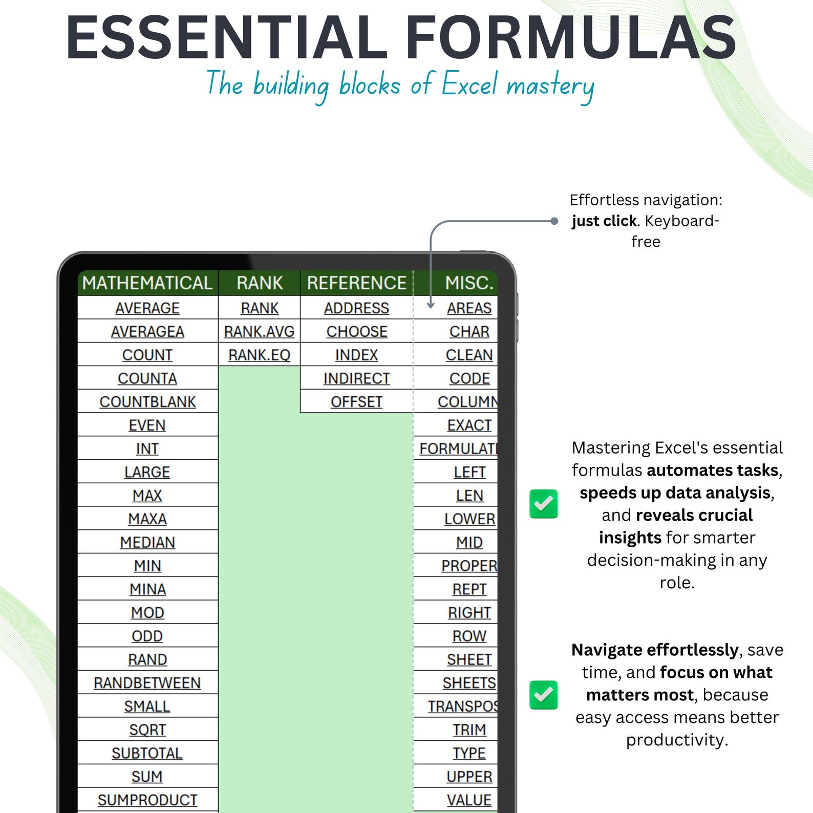 Excel Cheat Sheet | 100+ Formulas, Shortcuts, Advanced Charts + Google ...