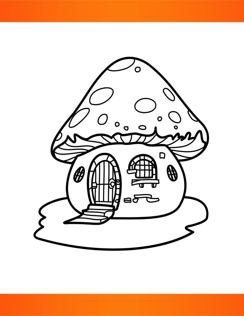 Mushroom House Coloring Book, Dwarf House, Enchanted Dwarf Mushroom ...