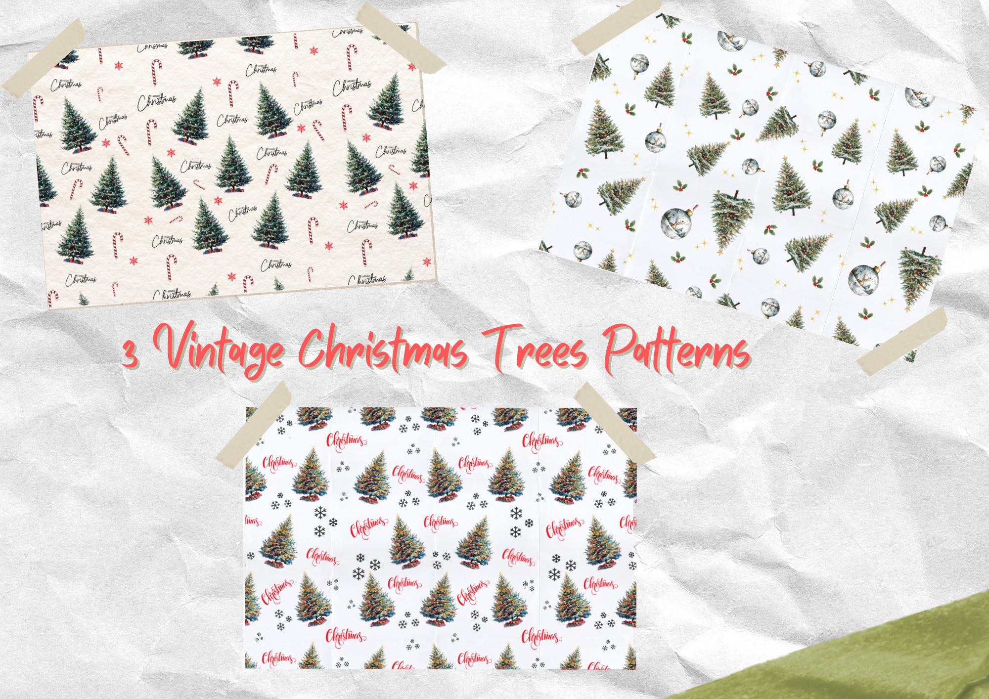 Christmas Tree Clipart, Vintage Christmas Trees, Christmas Seamless ...
