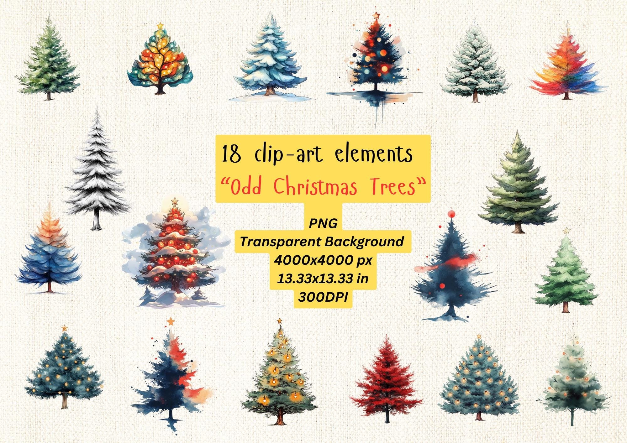 Christmas Tree Clipart, Odd Christmas Trees, Christmas Seamless ...