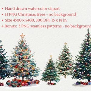 Christmas Tree Clipart, Vintage Christmas Trees, Christmas Seamless ...