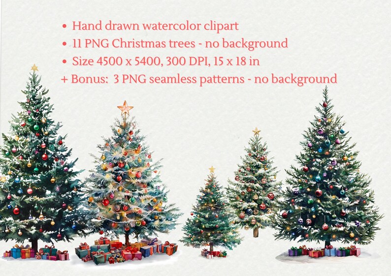 Christmas Tree Clipart, Vintage Christmas Trees, Christmas Seamless ...
